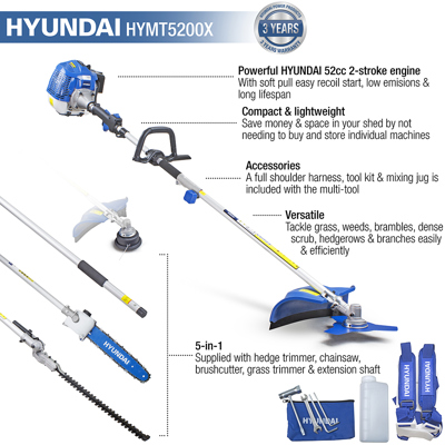 Hyundai HYMT5200X 5-in-1 Petrol Multi-Tool System - Multi-Tools ...