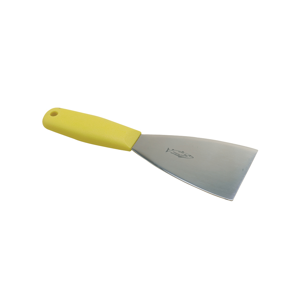 MSC3Y St Steel 75mm Hand Scraper Yellow - Chewing Gum Removal - CleanStore